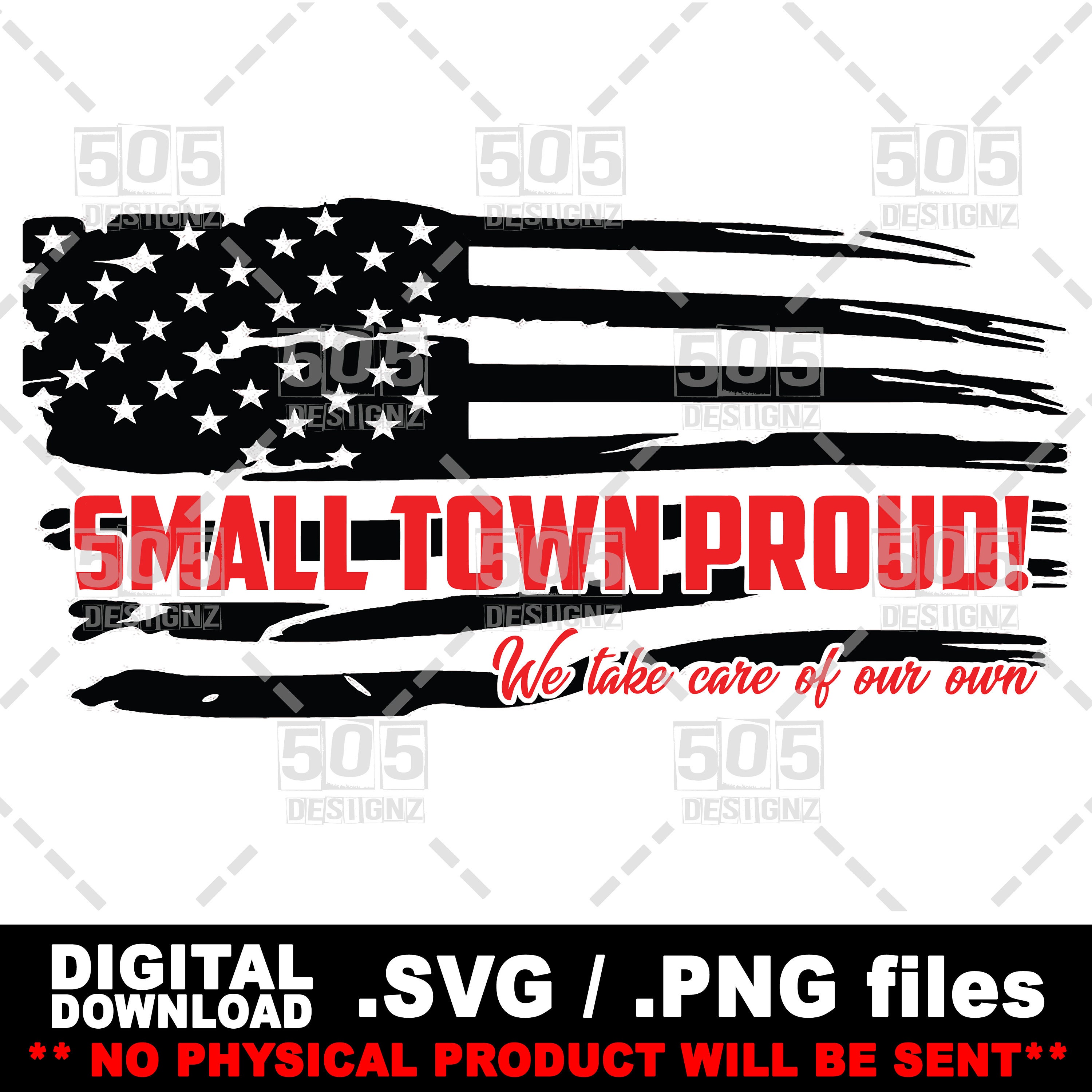 Small Town Proud W/flag SVG - PNG, Cricut, Decal, Stencils, Cutouts ...