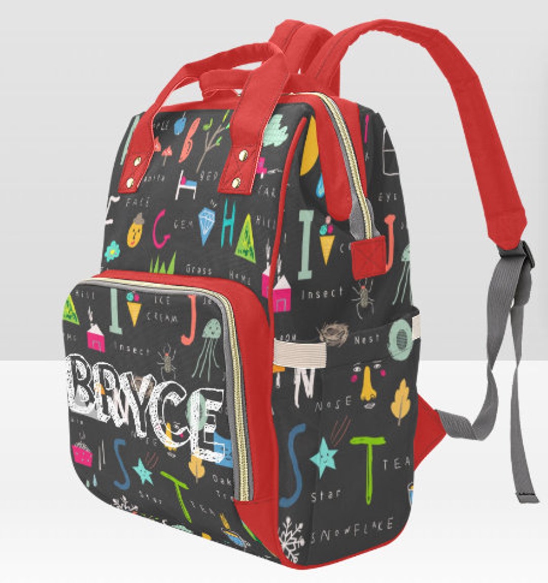 CUSTOM PERSONALIZED ALPHABET Diaper Bag Backpack | Letters Bag | Baby ...