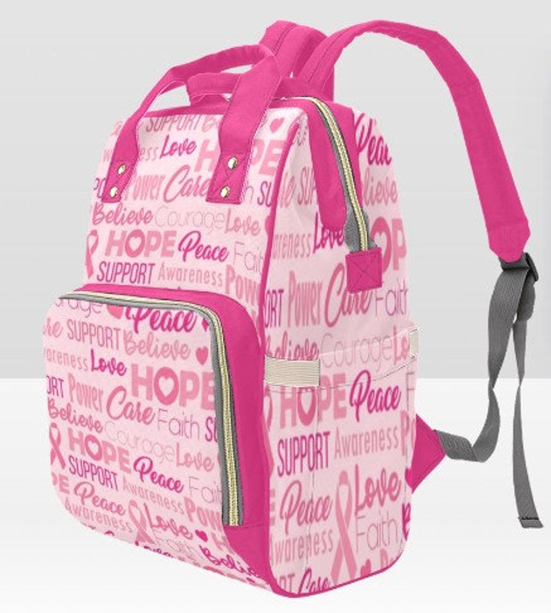 Personalized Breast Cancer Backpack: Pink Ribbon Comfort Bag - Etsy