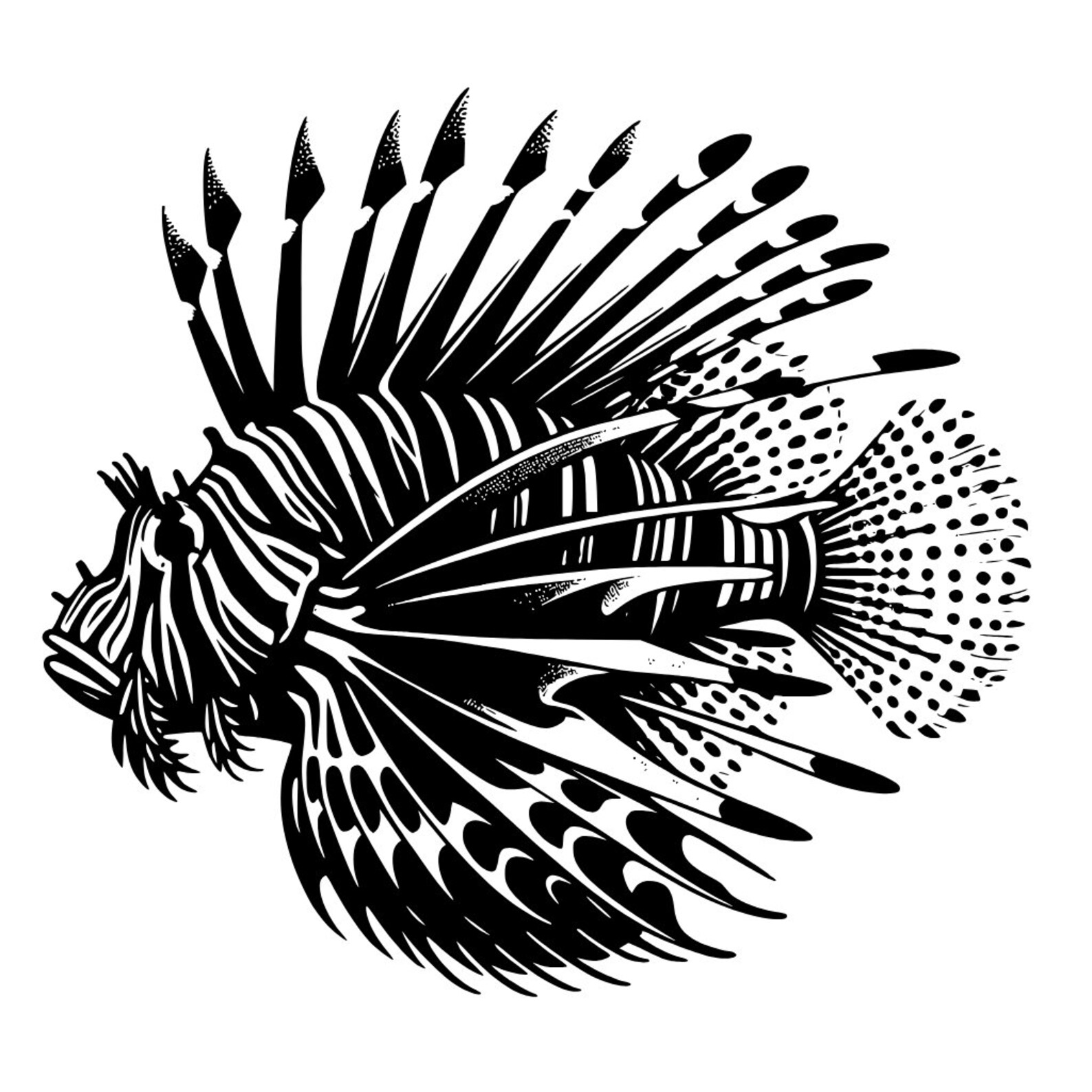 Lionfish SVG Vector Dxf Png Jpg Laser Screen Silhouette Unique Lionfish ...