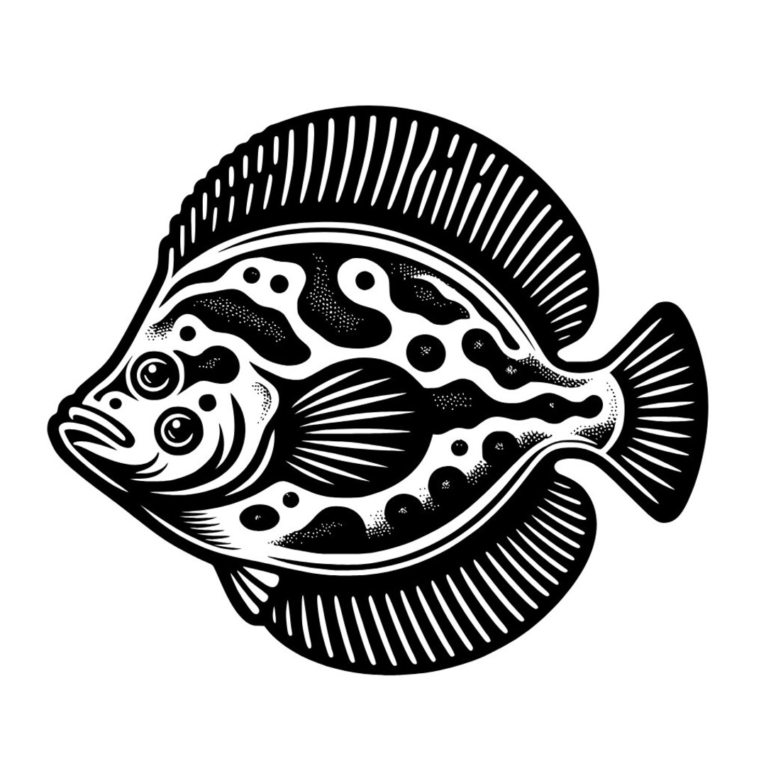 Flounder SVG Vector Dxf Png Jpg Laser Screen Silhouette Unique Flounder ...
