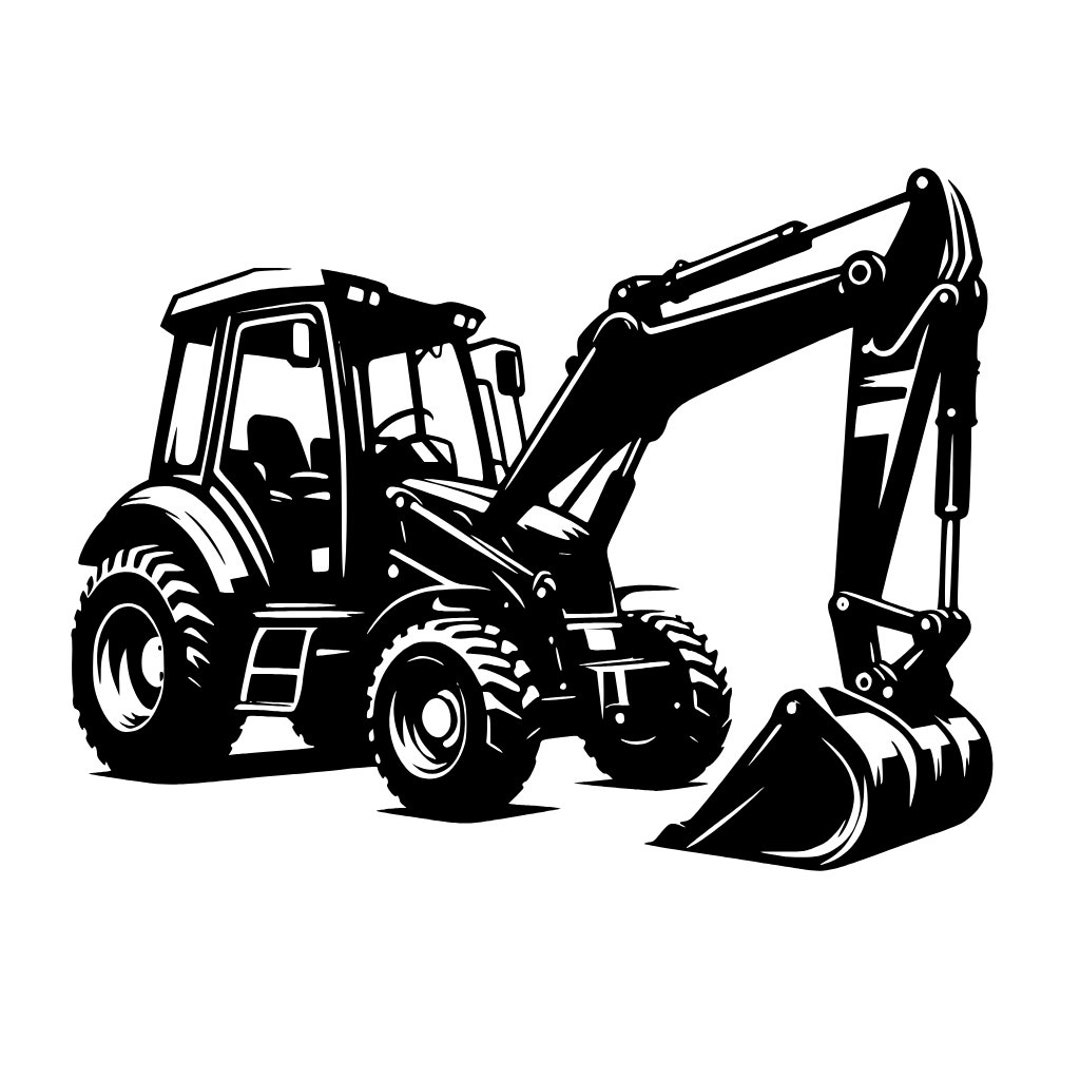 Construction Backhoe SVG Vector Dxf Png Jpg Laser Engrave Silhouette ...