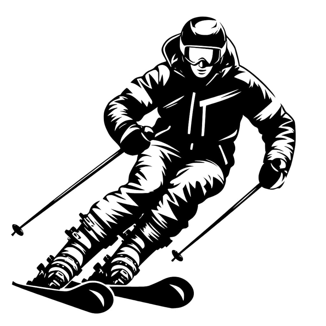 Skier SVG Vector Dxf Png Jpg Laser Screen Silhouette Unique Skier ...
