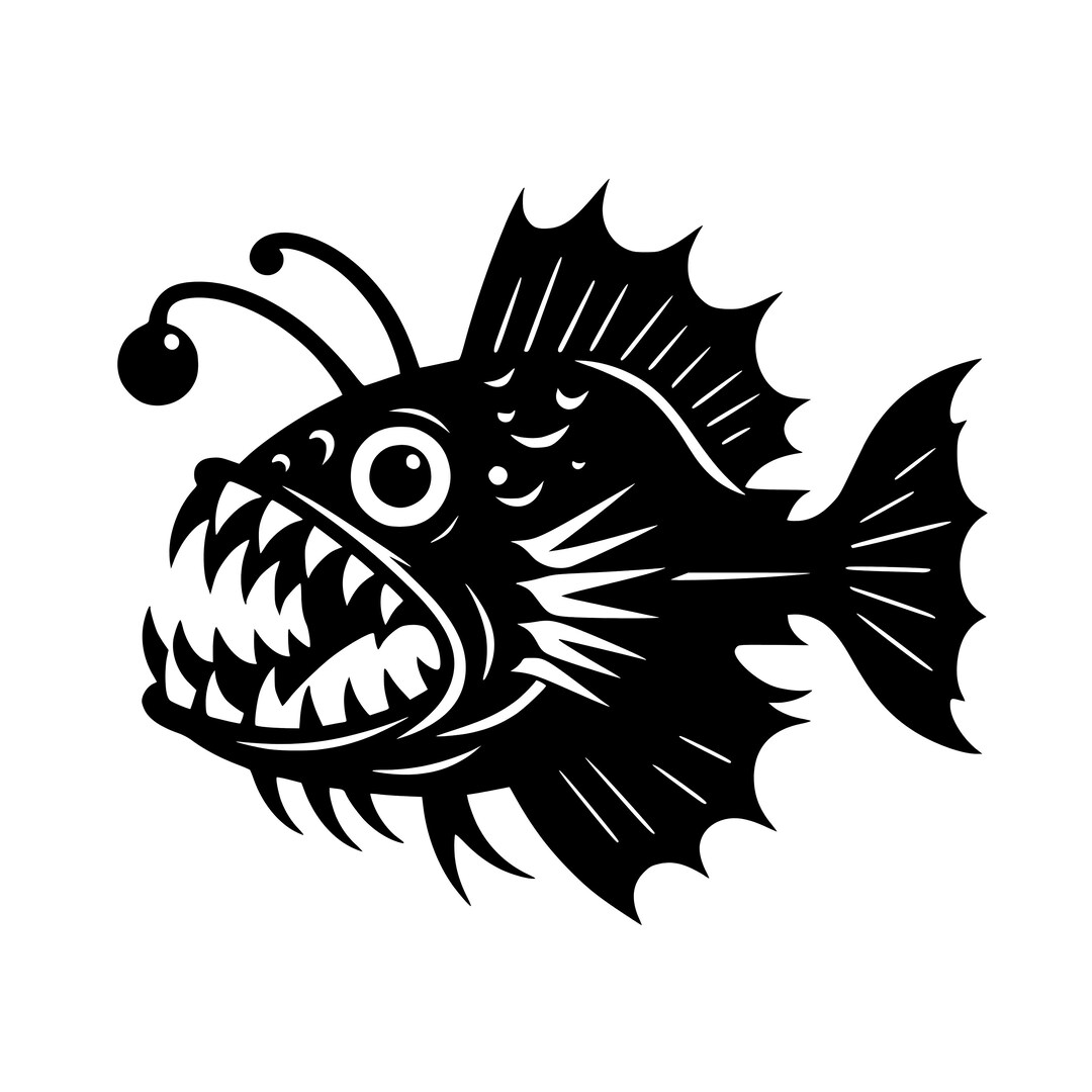 Anglerfish SVG Vector Dxf Png Jpg Laser Screen Silhouette Unique ...
