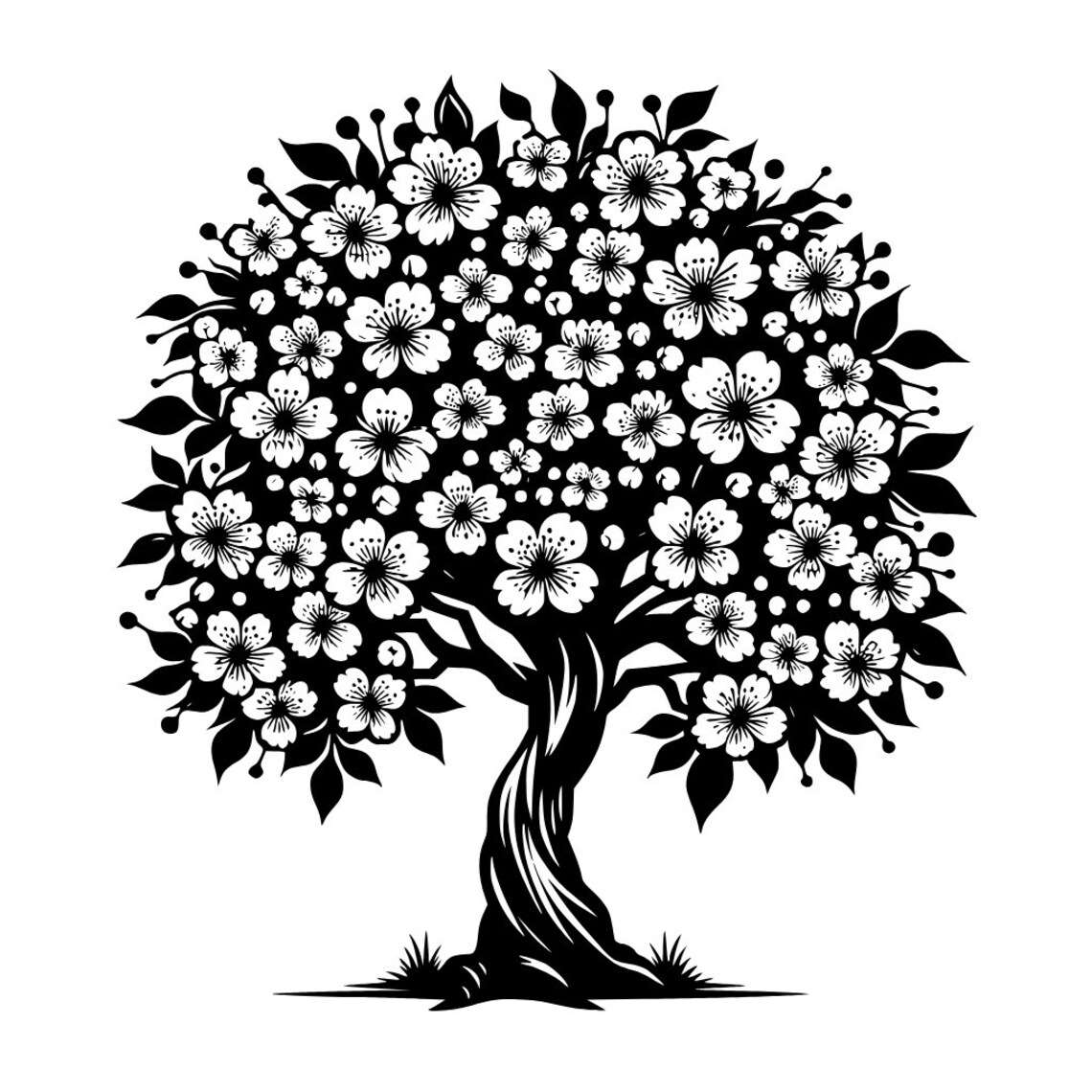Cherry Tree SVG Vector Dxf Png Jpg Laser Screen Silhouette Unique ...