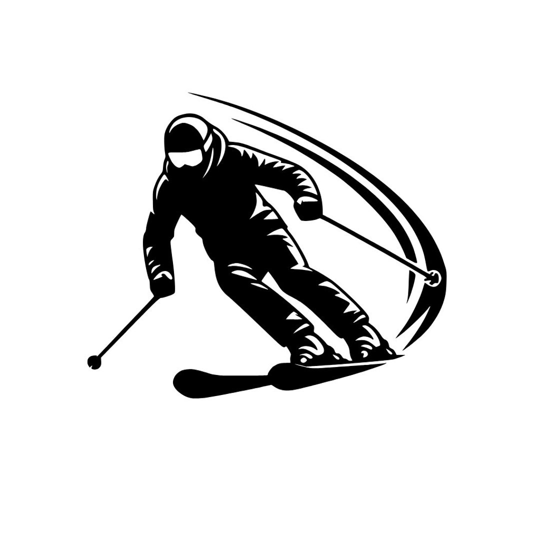 Skier SVG Vector Dxf Png Jpg Laser Screen Silhouette Unique Skier ...