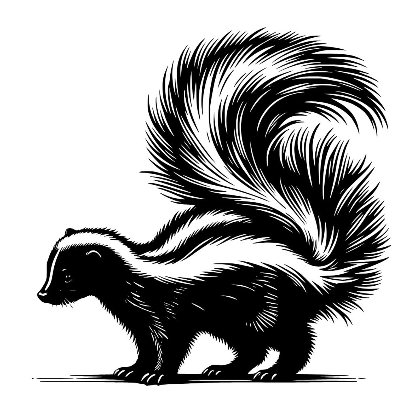 Skunk SVG Vector Dxf Png Jpg Laser Engrave Silhouette Unique Skunk ...