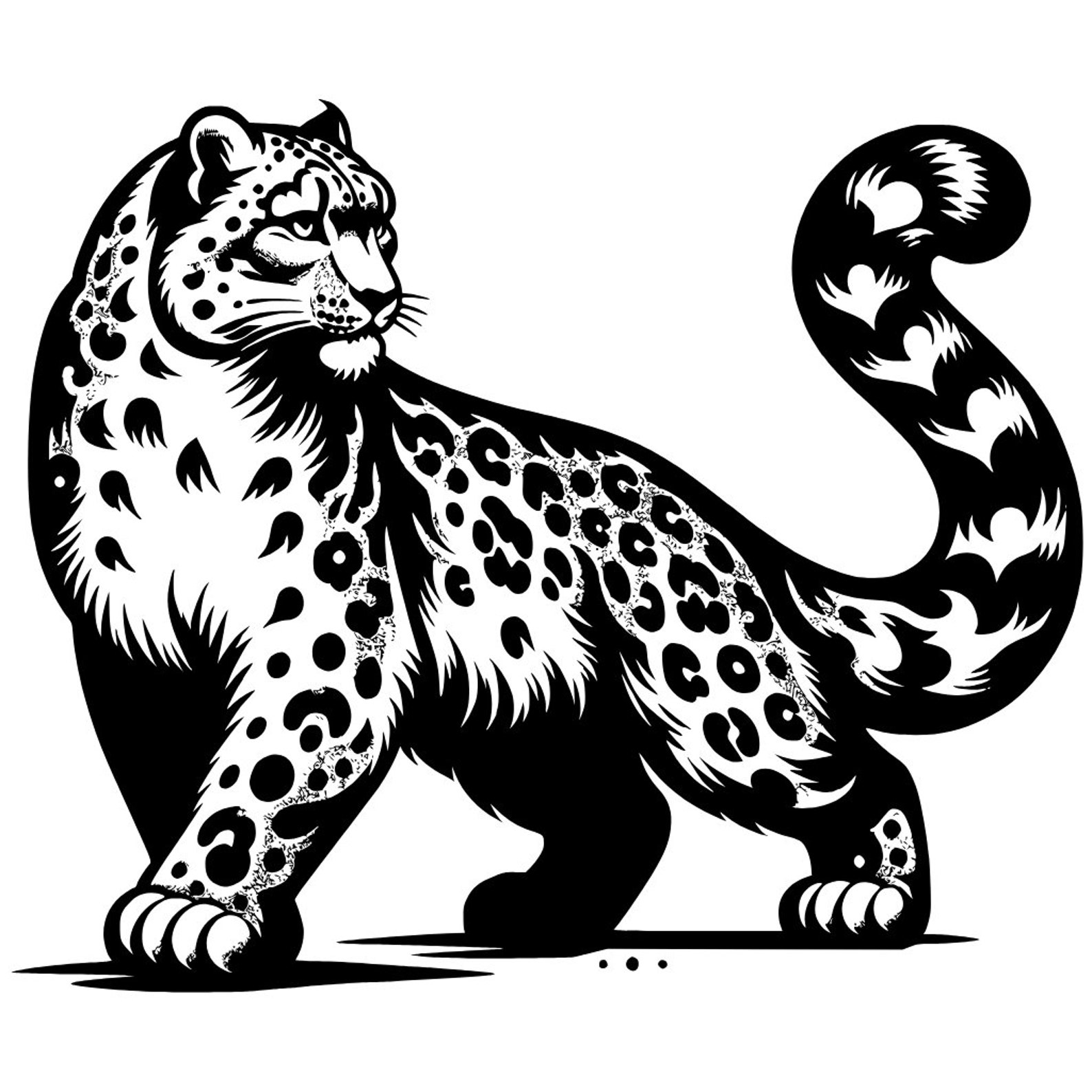 Snow Leopard SVG Vector Dxf Png Jpg Laser Screen Silhouette Unique ...