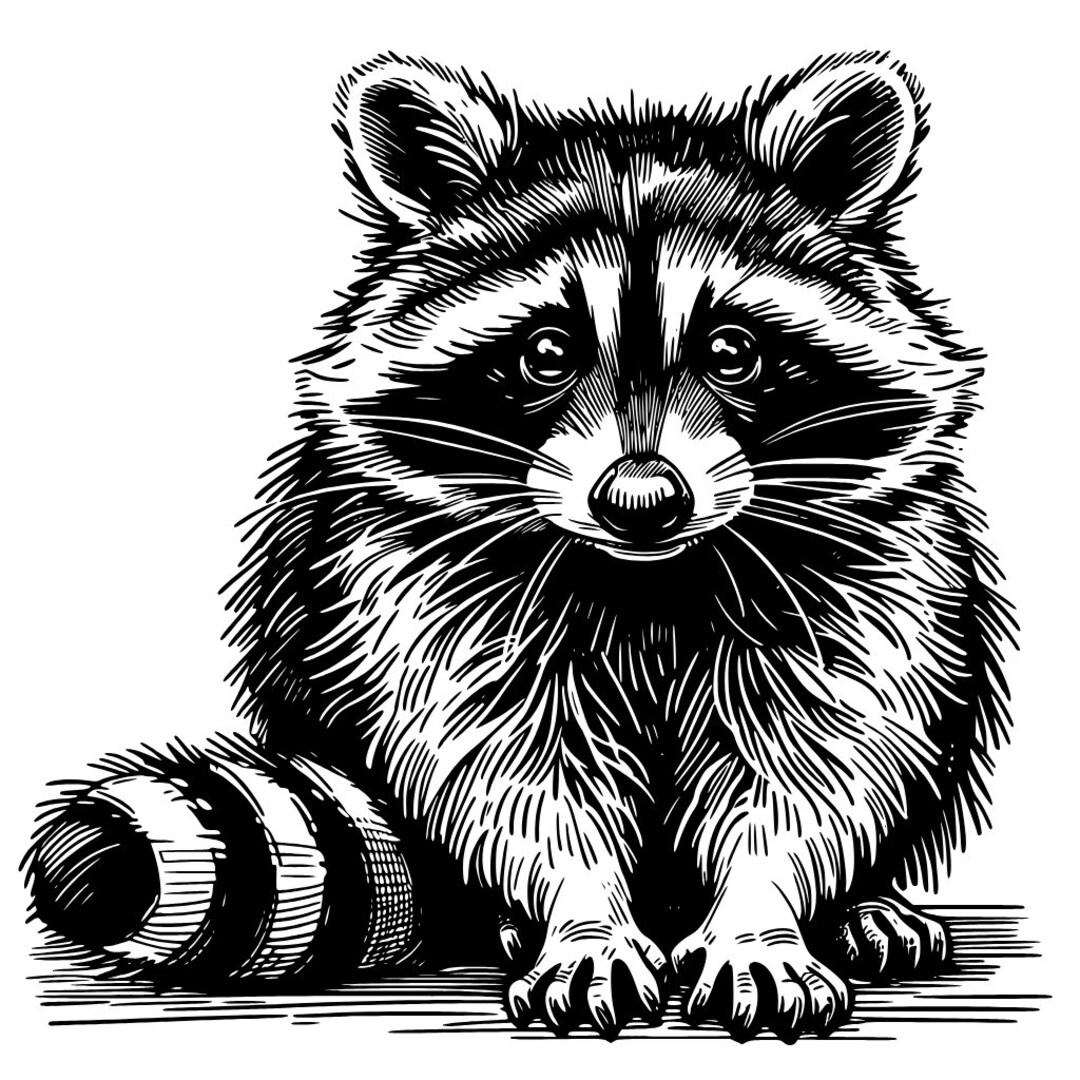 Raccoon SVG Vector Dxf Png Jpg Laser Screen Silhouette Unique Raccoon ...