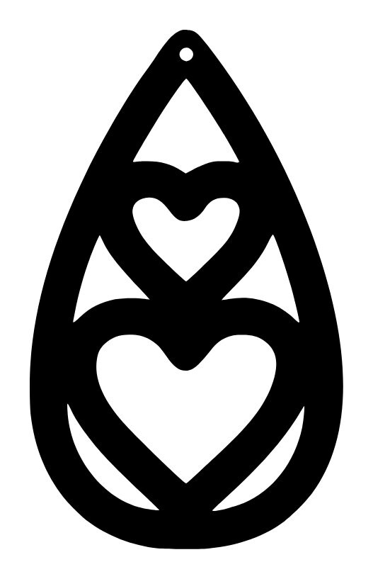 Heart Earring SVG Vector Dxf Png Jpg Laser Silhouette Unique Earrings ...