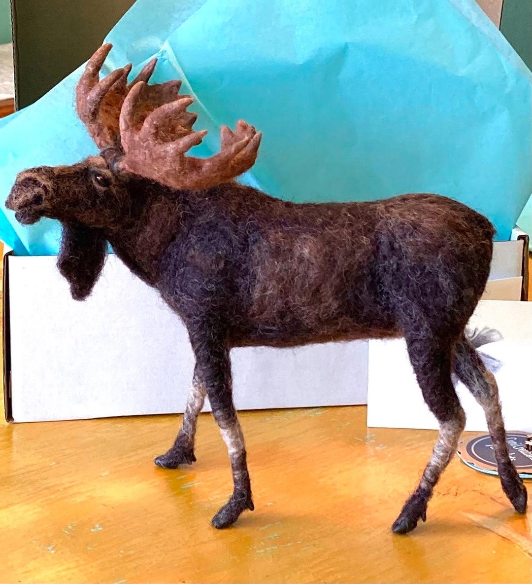 Needle Felted Bull Moose With Velvet Antlers, Fiber Art, OOAK, Woodland ...