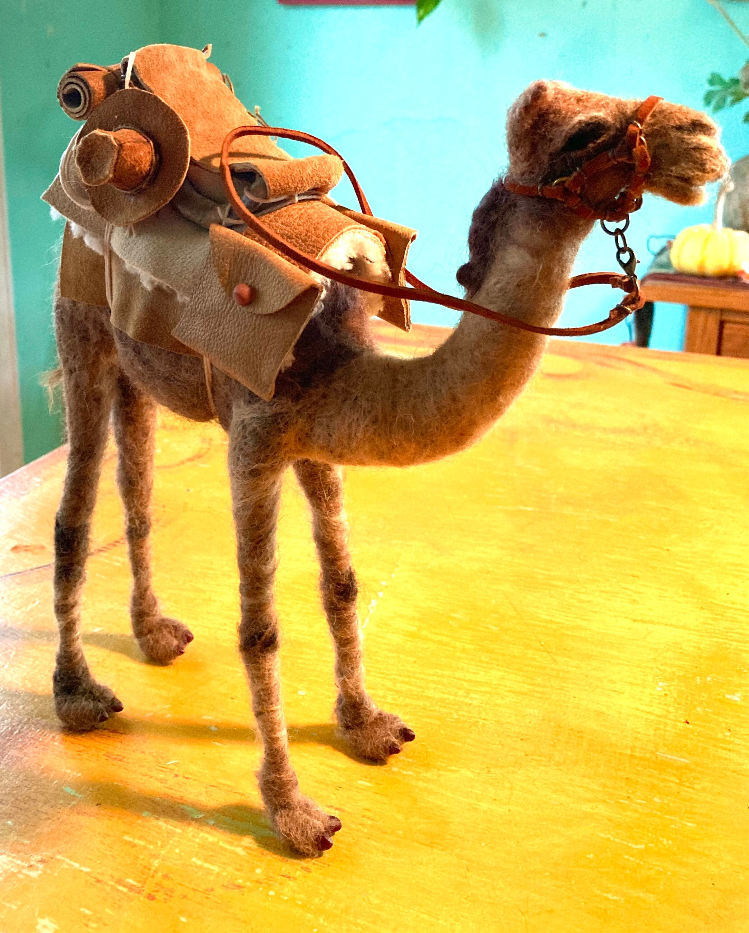 Needle Felted Sculpture of an Outback Camel With Gear Made to Order ...