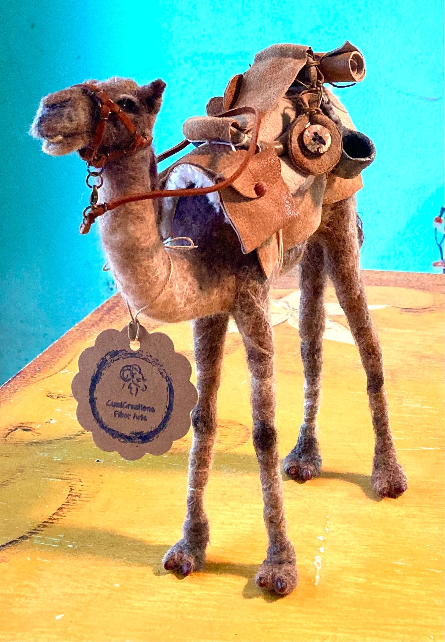 Needle Felted Sculpture of an Outback Camel With Gear in | Etsy