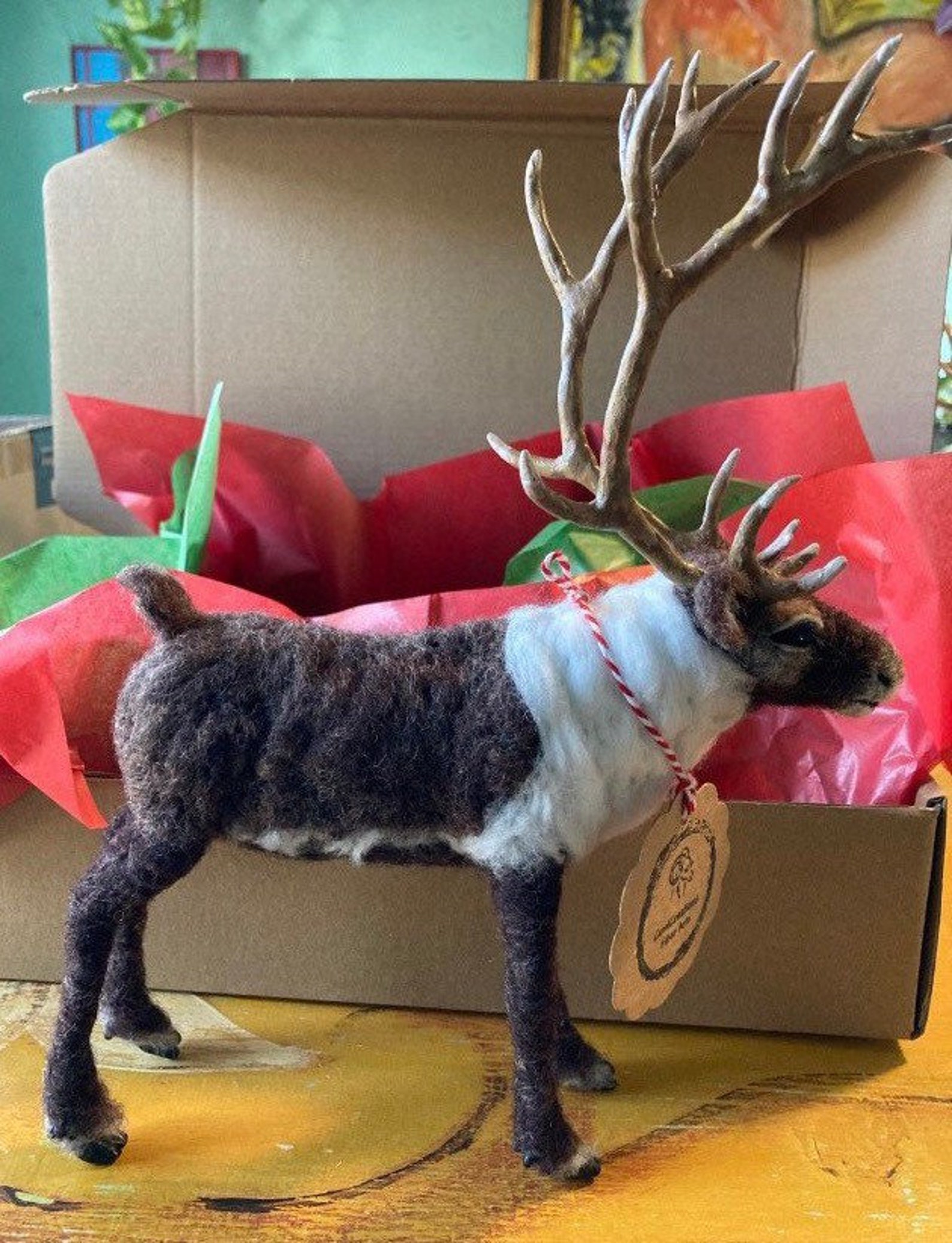 Needle Felted Sculpture of a Reindeer Made-to-order Fiber - Etsy