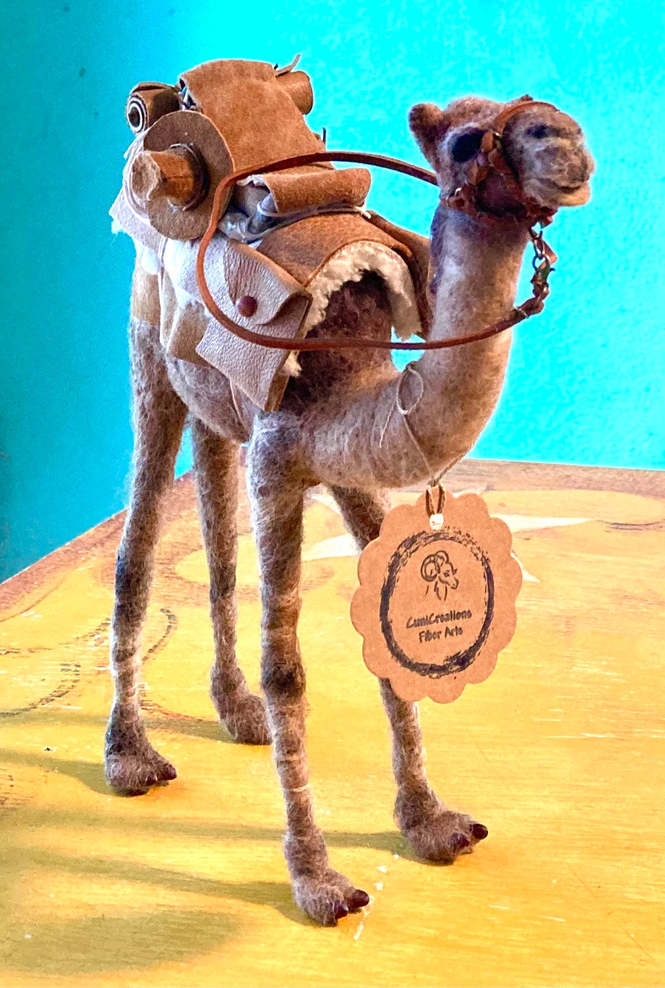 Needle Felted Sculpture of an Outback Camel With Gear in | Etsy