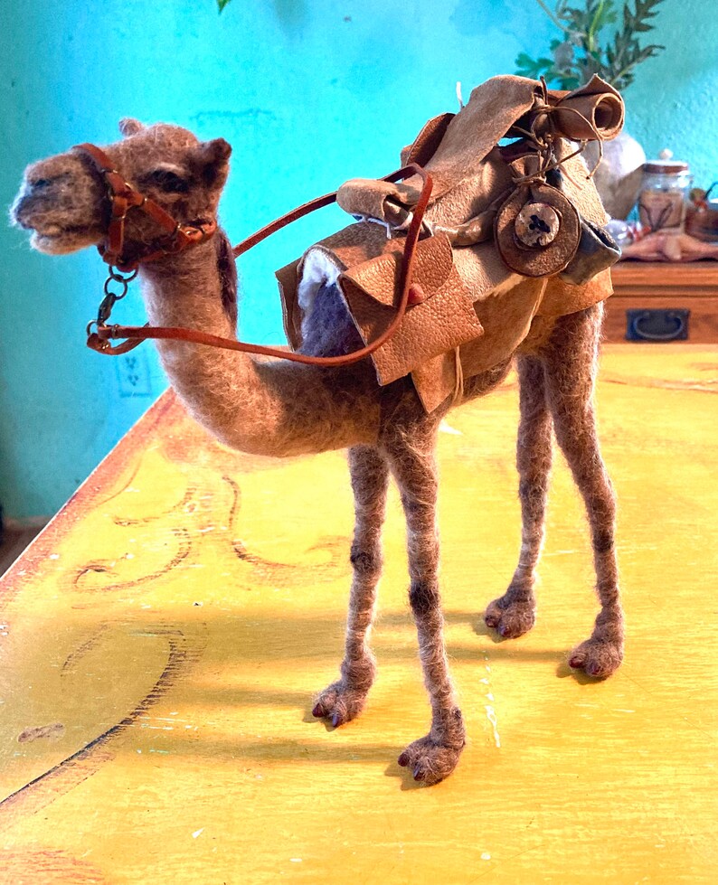 Needle Felted Sculpture of an Outback Camel With Gear Made to Order ...