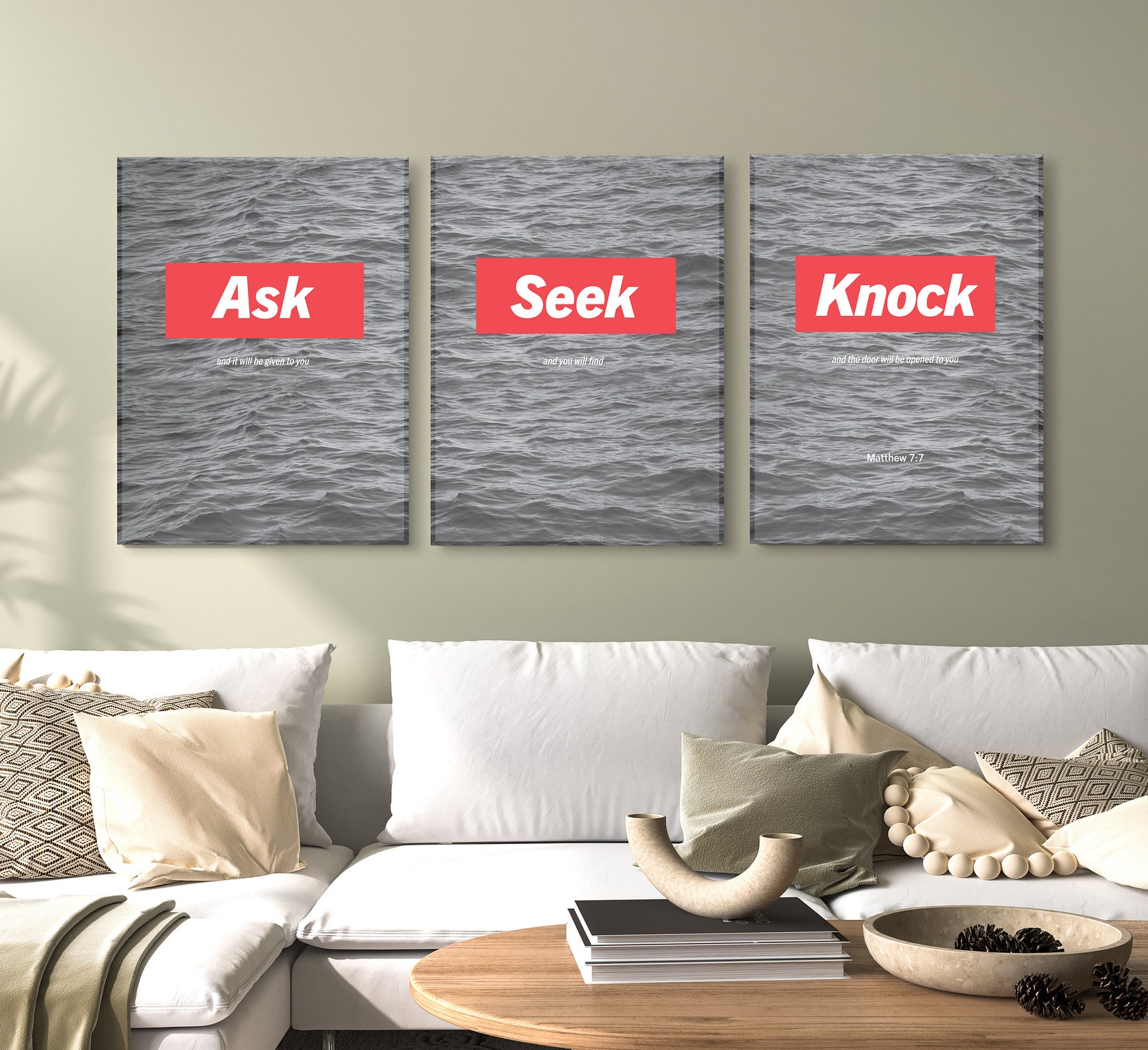 Ask Seek Knock Bible Verse Wall Art Set of 3 Prints - Etsy