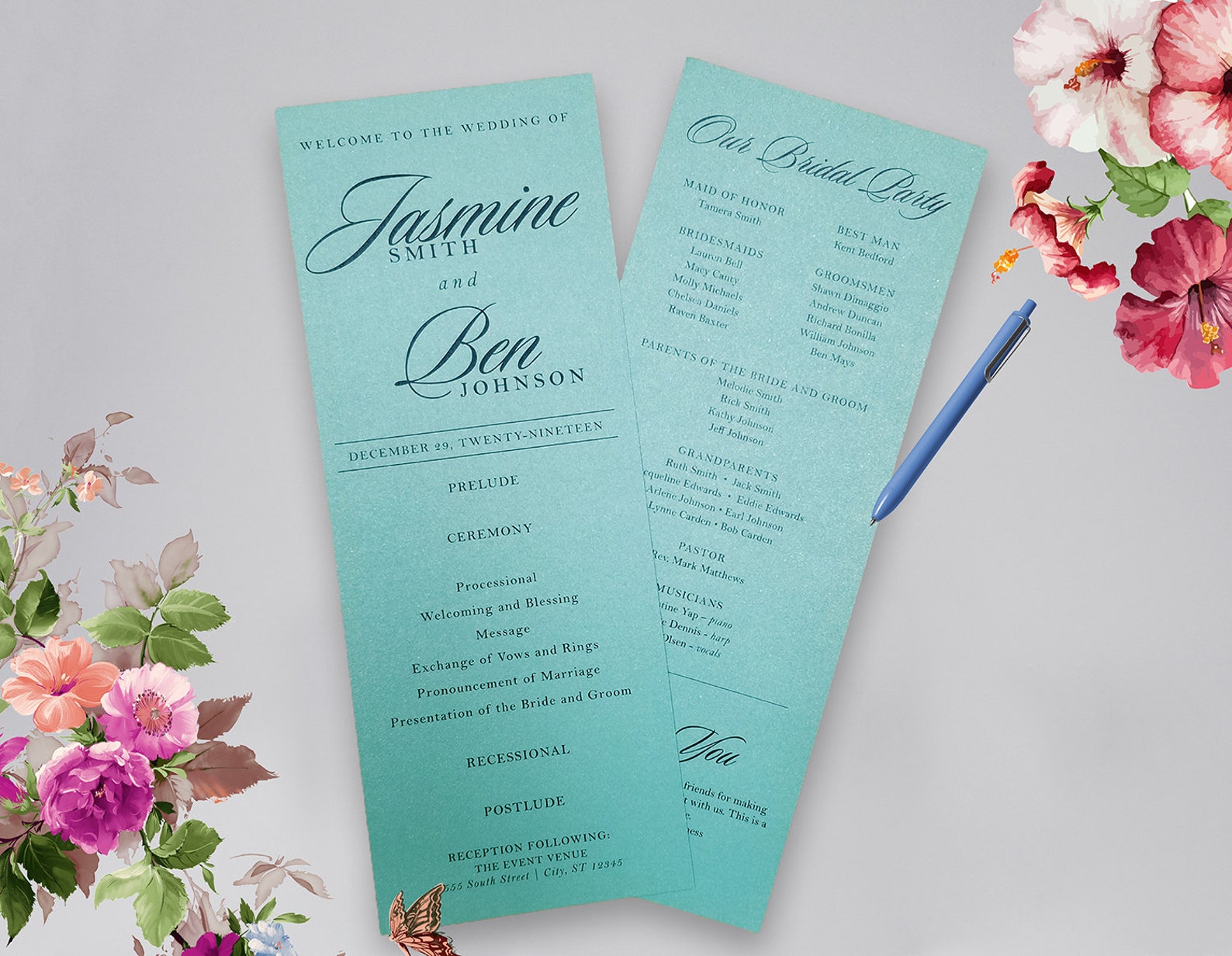 4.25"x11" Wedding Program on Pearl Paper (100pcs) - Etsy