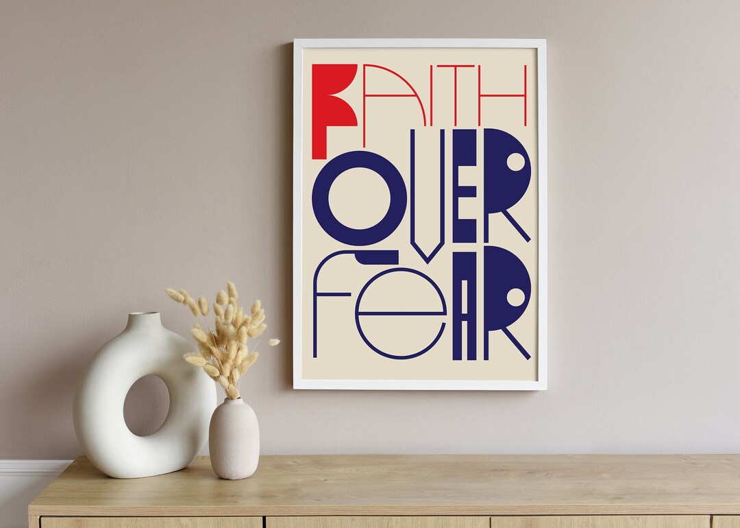 Faith Over Fear, Printable Wall Art , Typography Art, Retro Home Decor ...