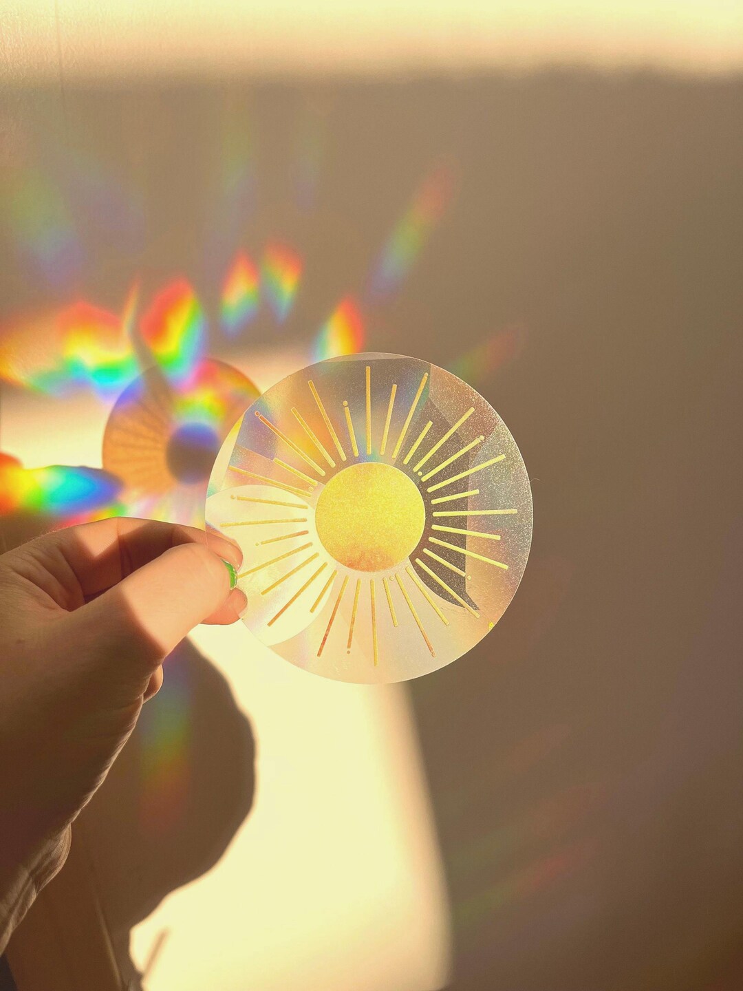 Suncatcher Sticker yellow Sun - Etsy