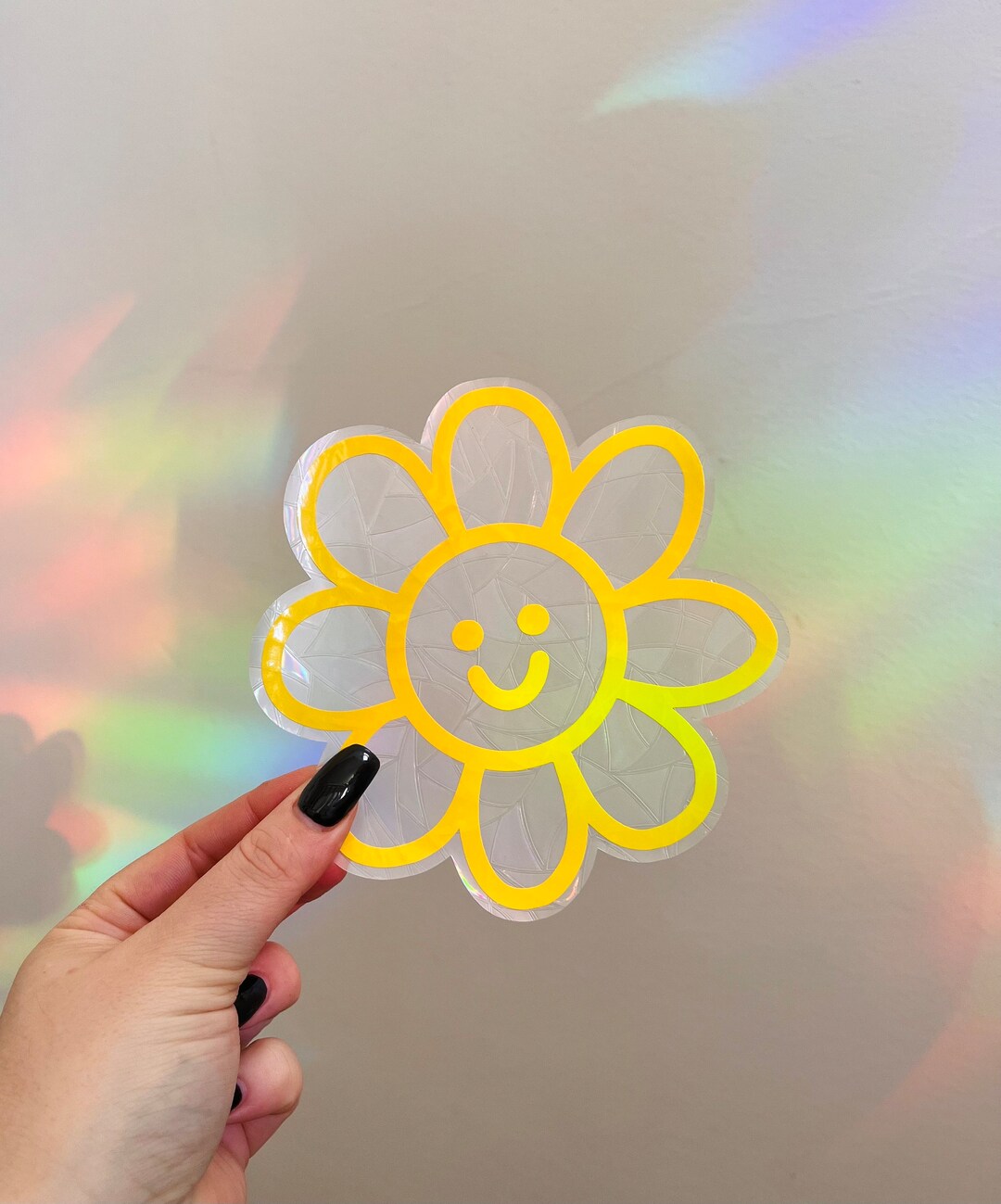 Suncatcher Sticker *flower Smiley* - Etsy