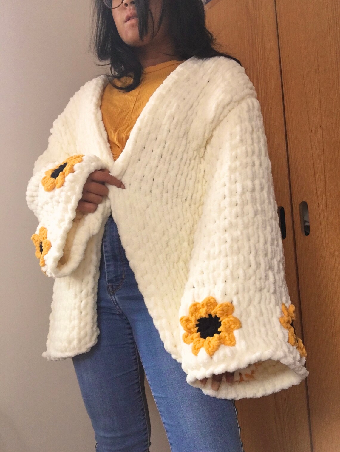 PDF PATTERN for the Sunflower Cardigan | Finger Knitting Pattern ...
