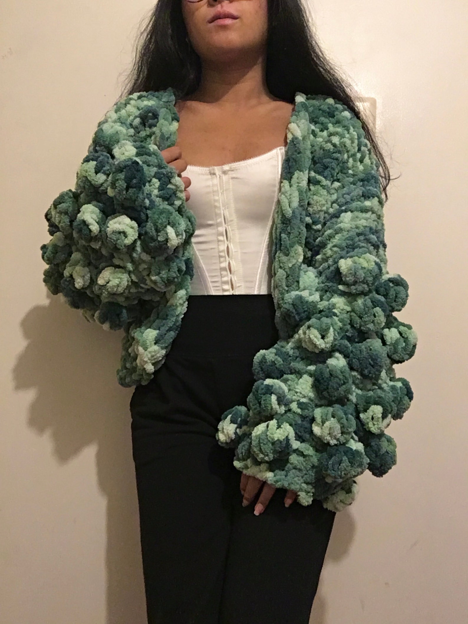 PDF PATTERN for the Bobble Cardigan | Finger Knitting Pattern, Chunky ...