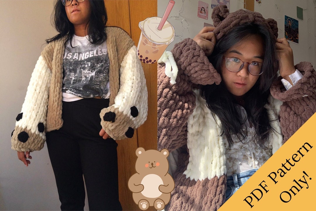 PDF PATTERN Bundle: the Bear and Boba Cardigan | Finger Knitting ...