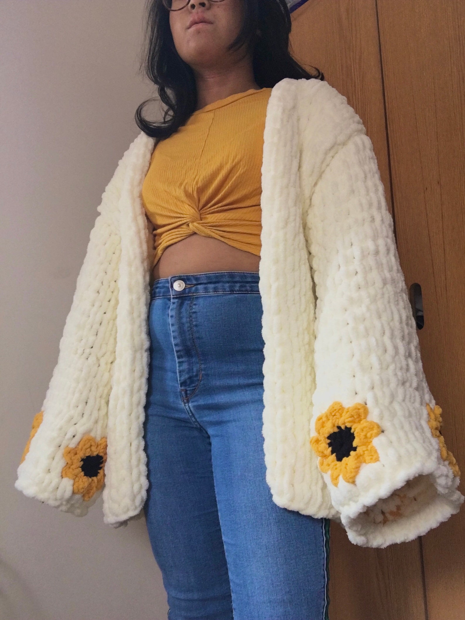 PDF PATTERN for the Sunflower Cardigan | Finger Knitting Pattern ...