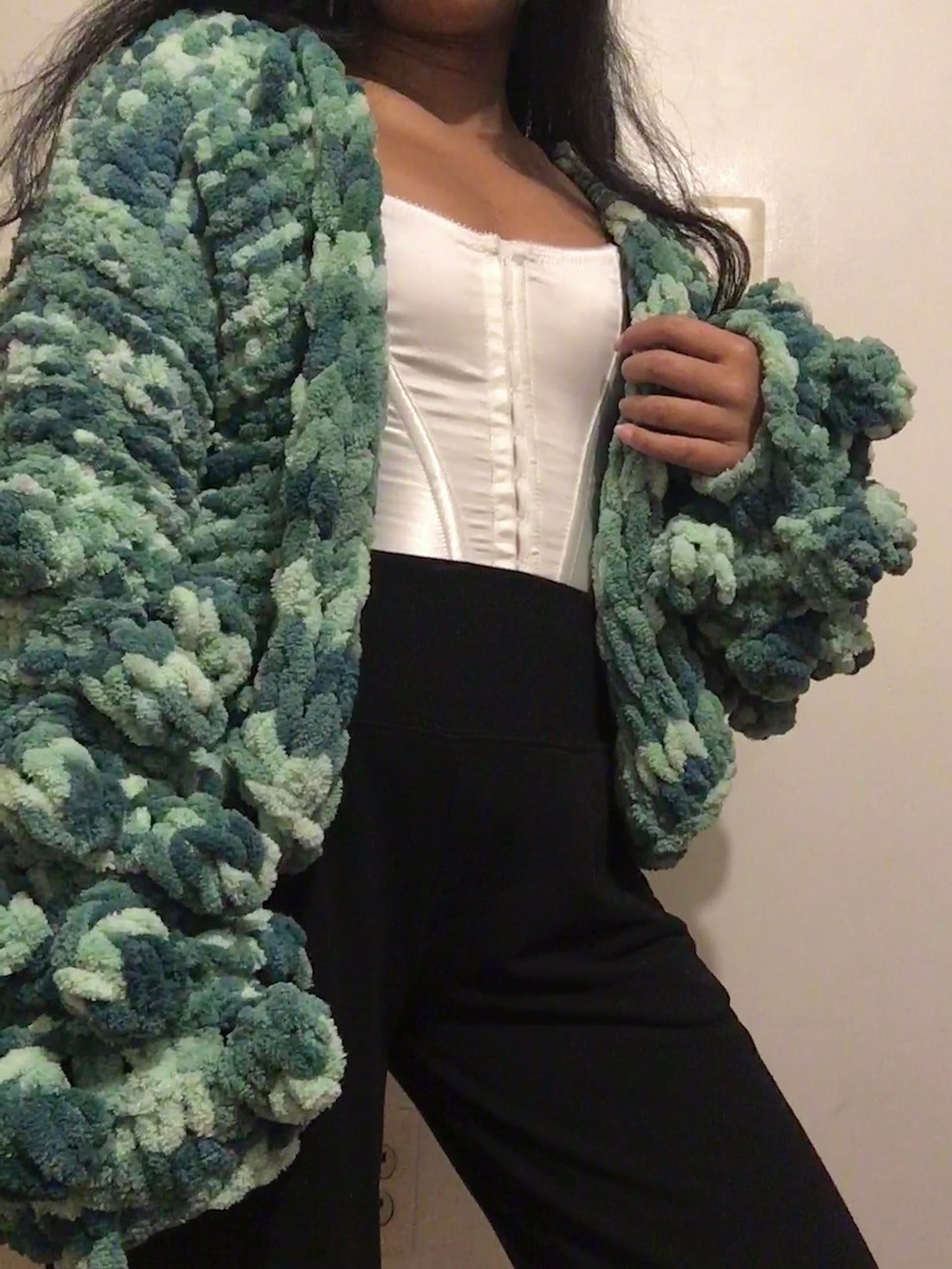 PDF PATTERN for the Bobble Cardigan | Finger Knitting Pattern, Chunky ...