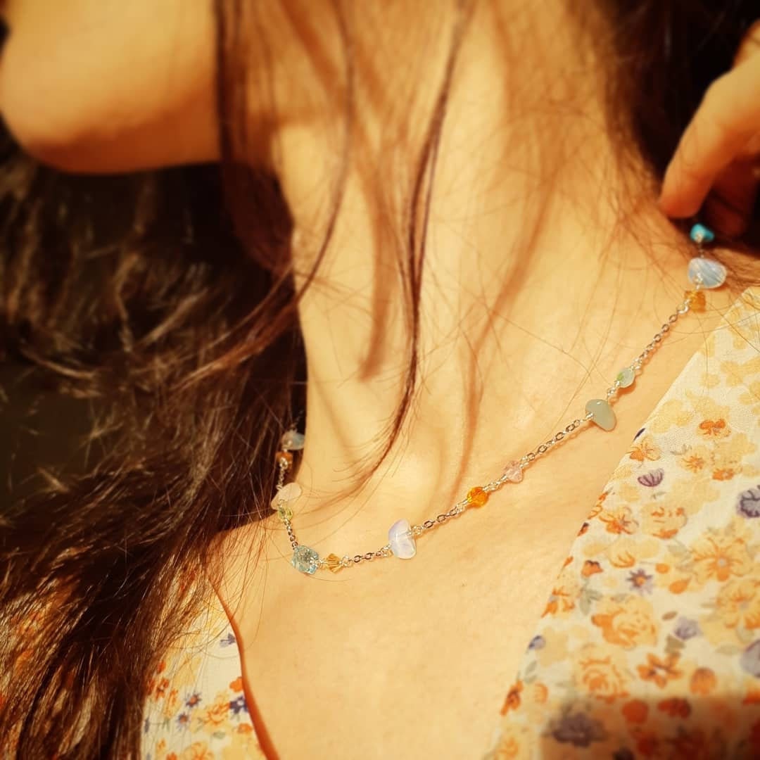 BOOK Colored Stones Choker, Handmade Necklace With Semiprecious Stones ...