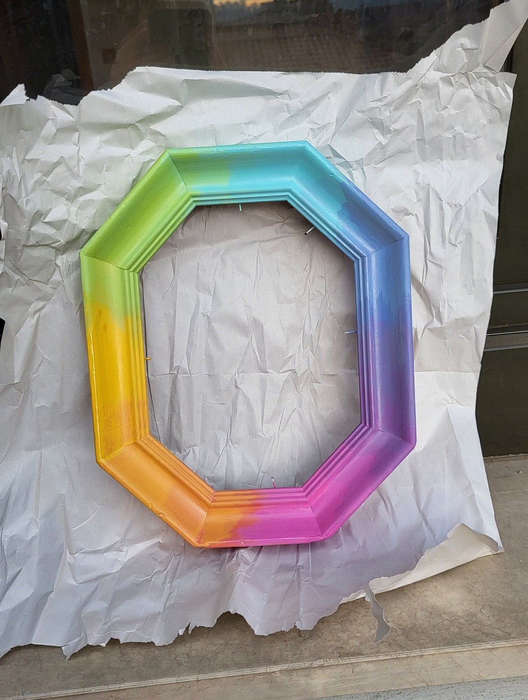 Vintage Octagon Frame, Medium Size, Recovered and Restored, Hand ...