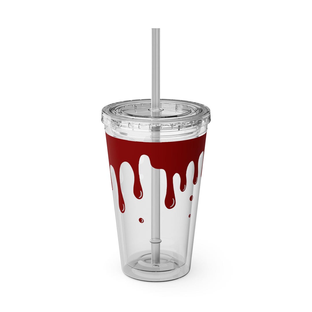 Tumbler Cups, Blood Drip Design, Clear/red/black Top, Halloween Party ...