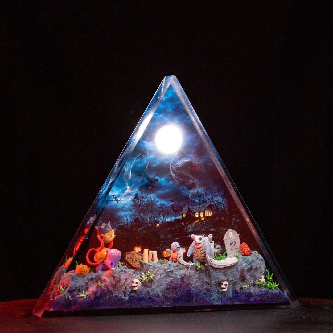 Epoxy Lamp – Halloween Pokemon Custom Night Light Triangle, Cute Spooky ...