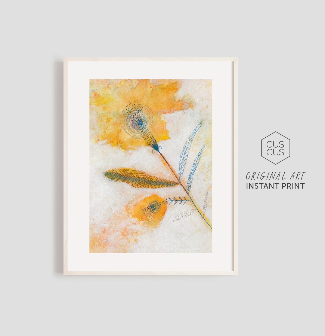 Yellow Flower Art Print, Printable Flower Wall Art, Arte original ...