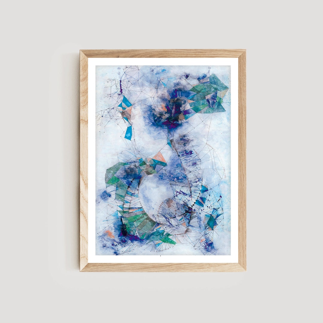 Abstract Blue Print, Geometric and Lines Art, Digital Download, Smooth ...