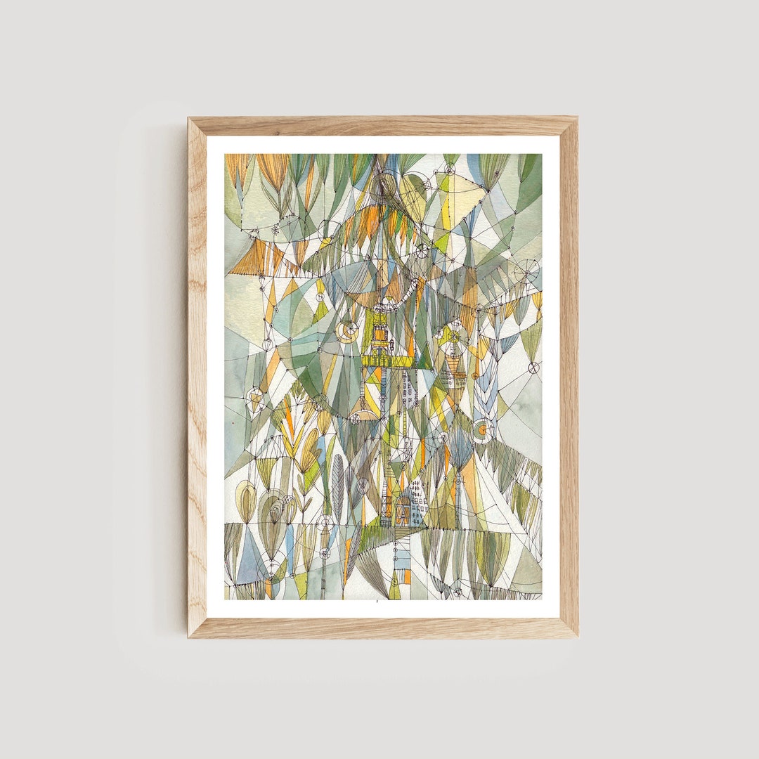 Abstract Line Art, Earth Colors Poster, Digital Download, Watercolor ...