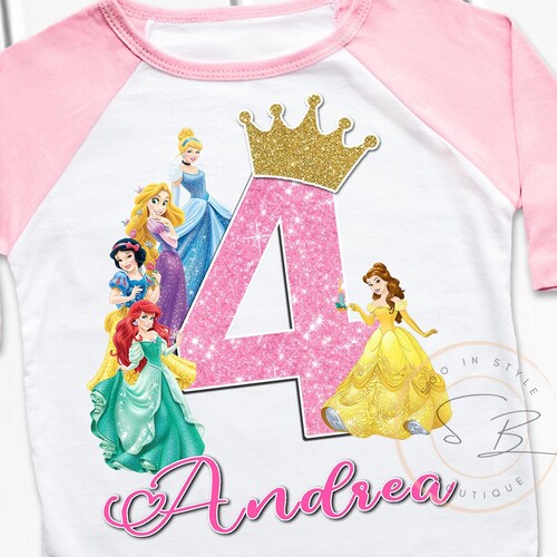 Disney Princess Birthday Shirtprincess Birthday Shirt Girls - Etsy