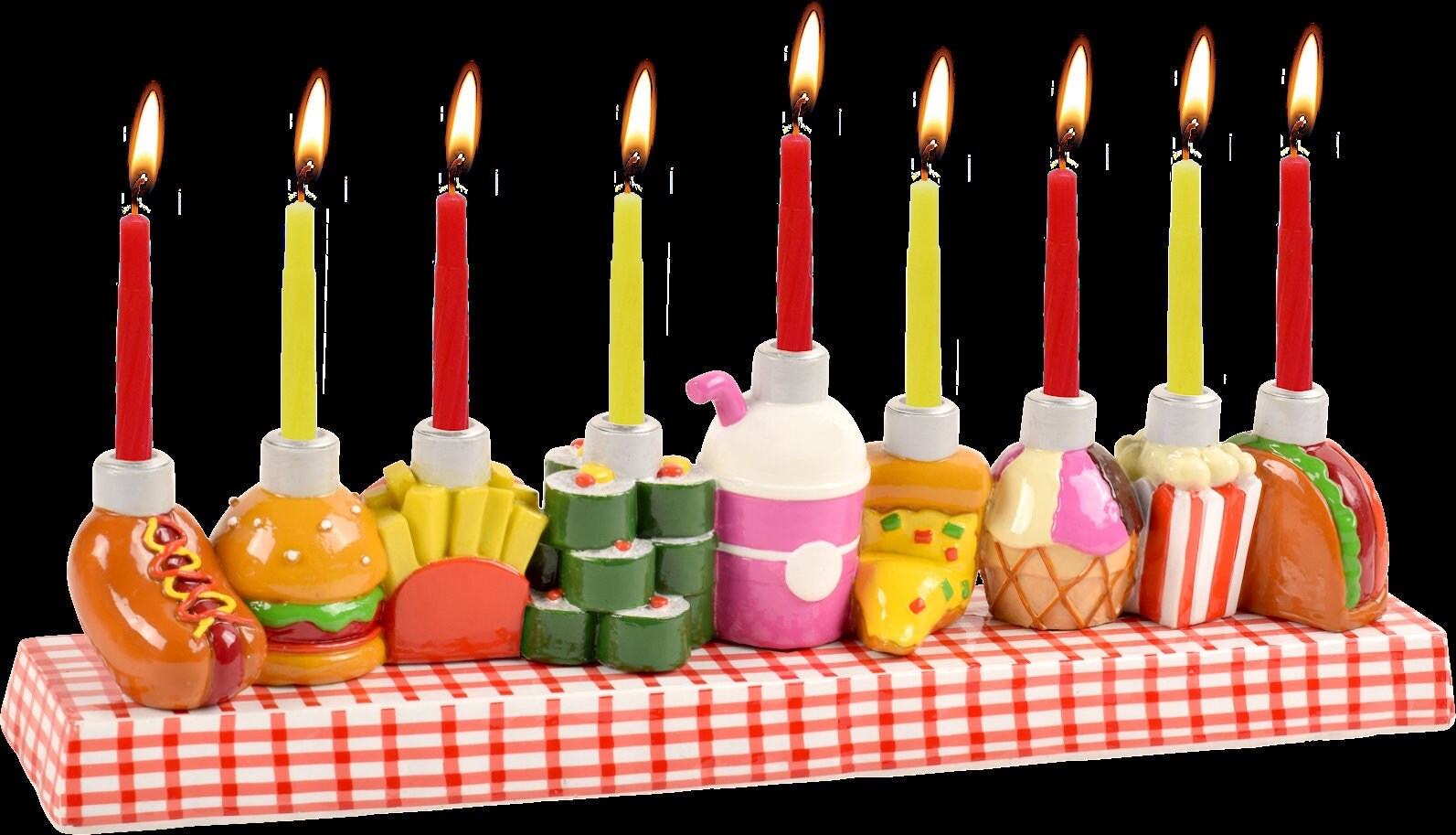 Deli Food Chanukah Menorah for Kids Hand Painted Resin - Etsy