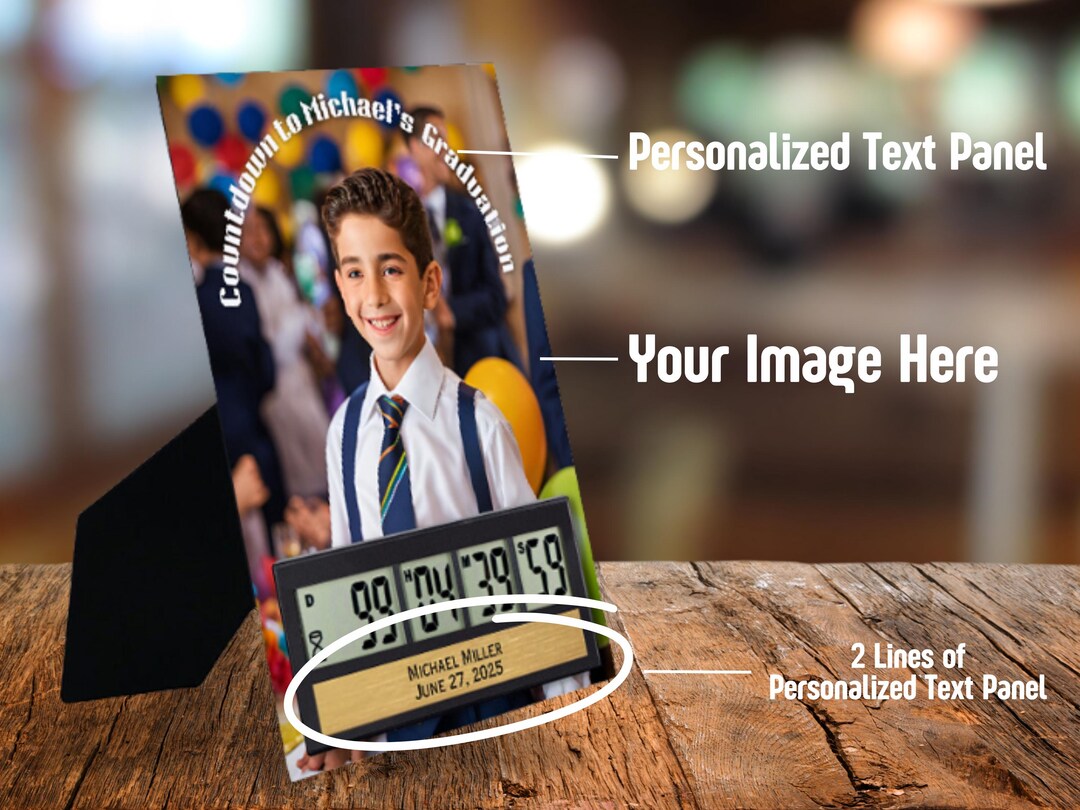 Graduation Countdown Clock - Custom Image - Tabletop Graduation Gift ...
