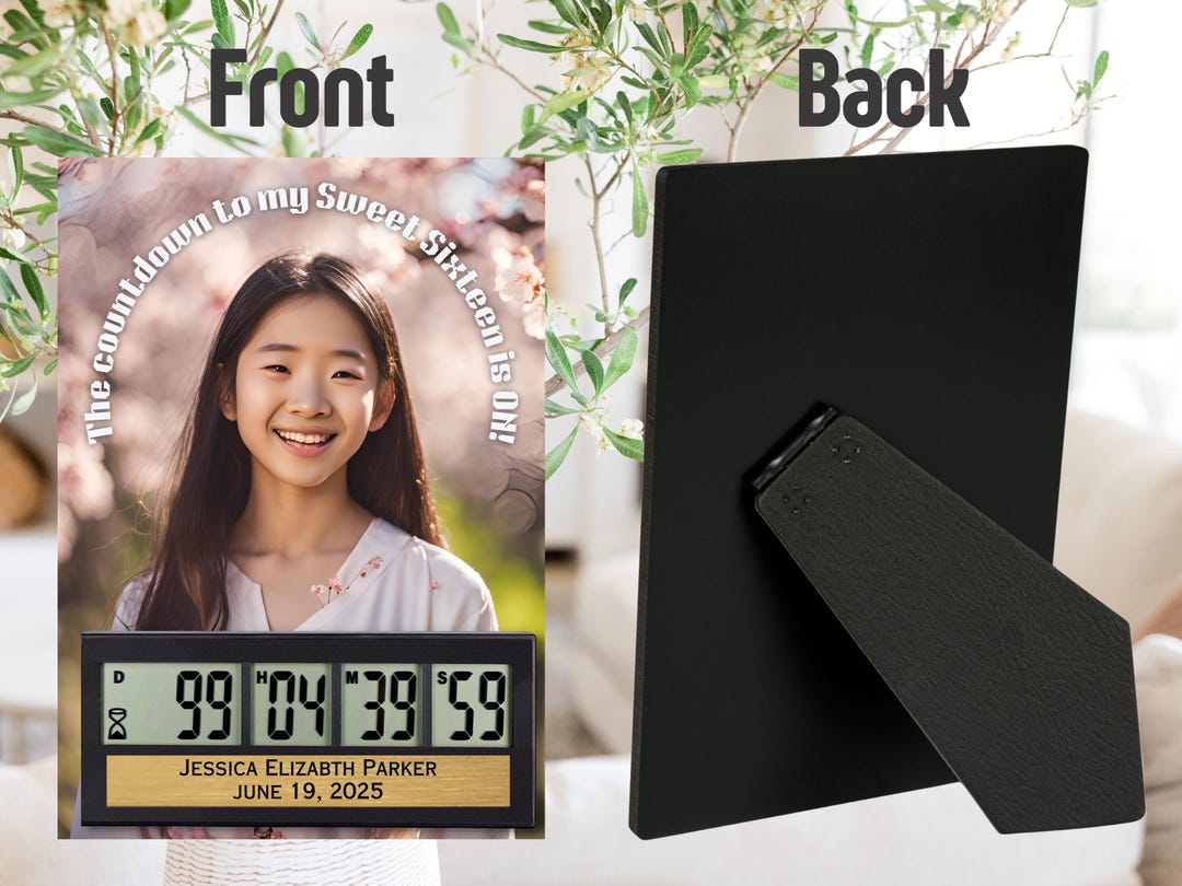 Sweet 16 Countdown Clock - Tabletop Sweet 16 Gift - Personalized ...