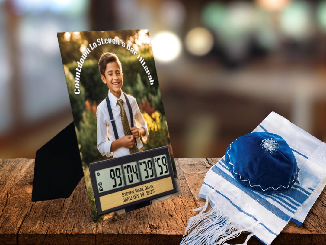 Bar Mitzvah Countdown Clock - Custom Image - Tabletop Bar Mitzvah Gift ...
