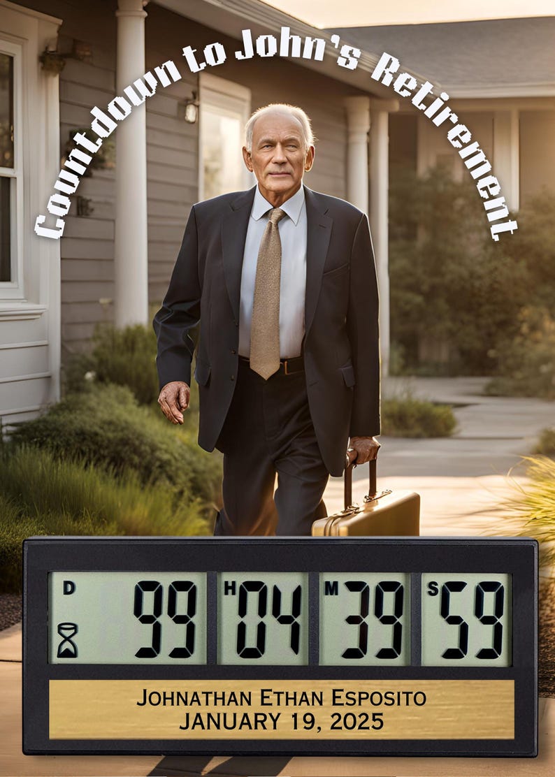 Retirement Countdown Clock - Custom Image - Tabletop Retirement Gift ...