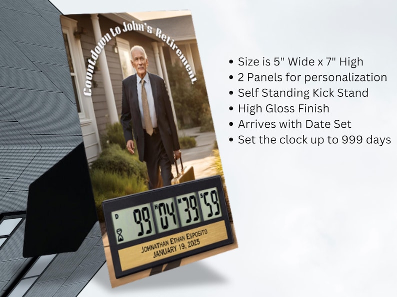 Retirement Countdown Clock - Custom Image - Tabletop Retirement Gift ...
