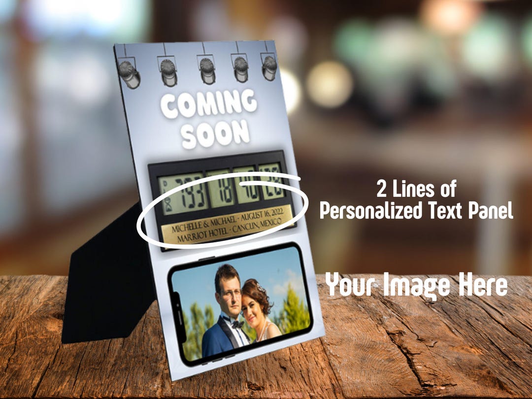 Wedding Countdown Clock - Black and White - Custom Image - Tabletop ...