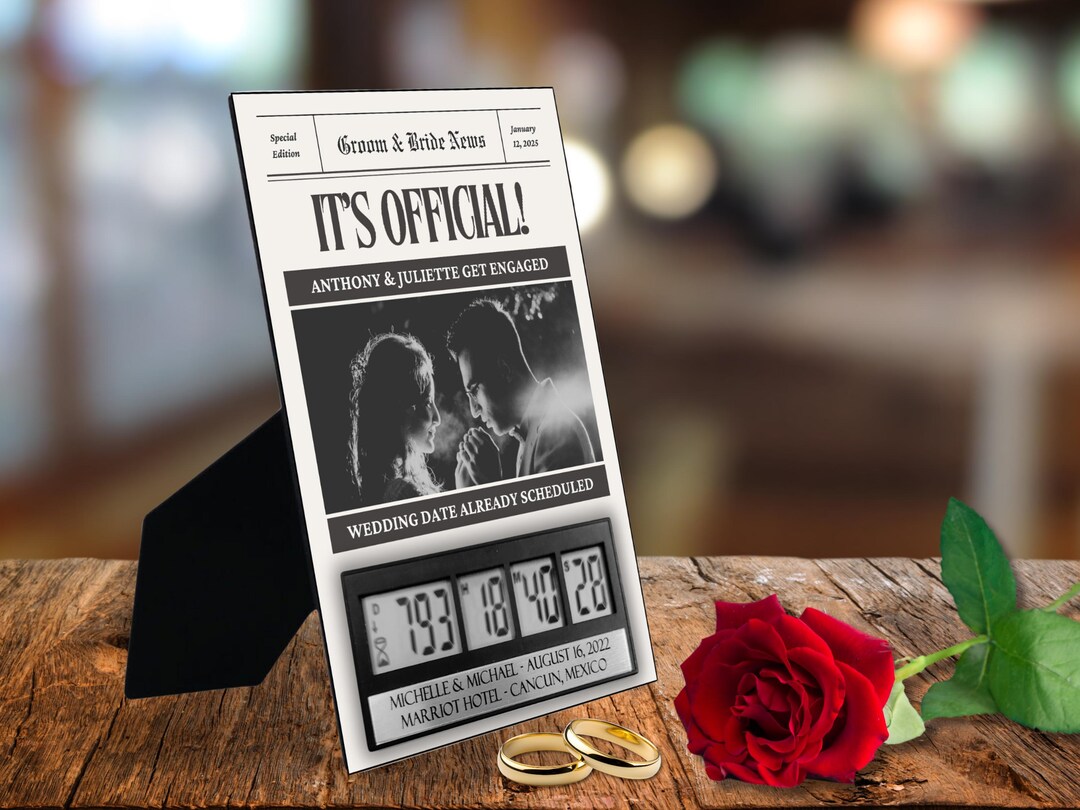 Wedding Countdown Clock - Black and White - Custom Image - Tabletop ...