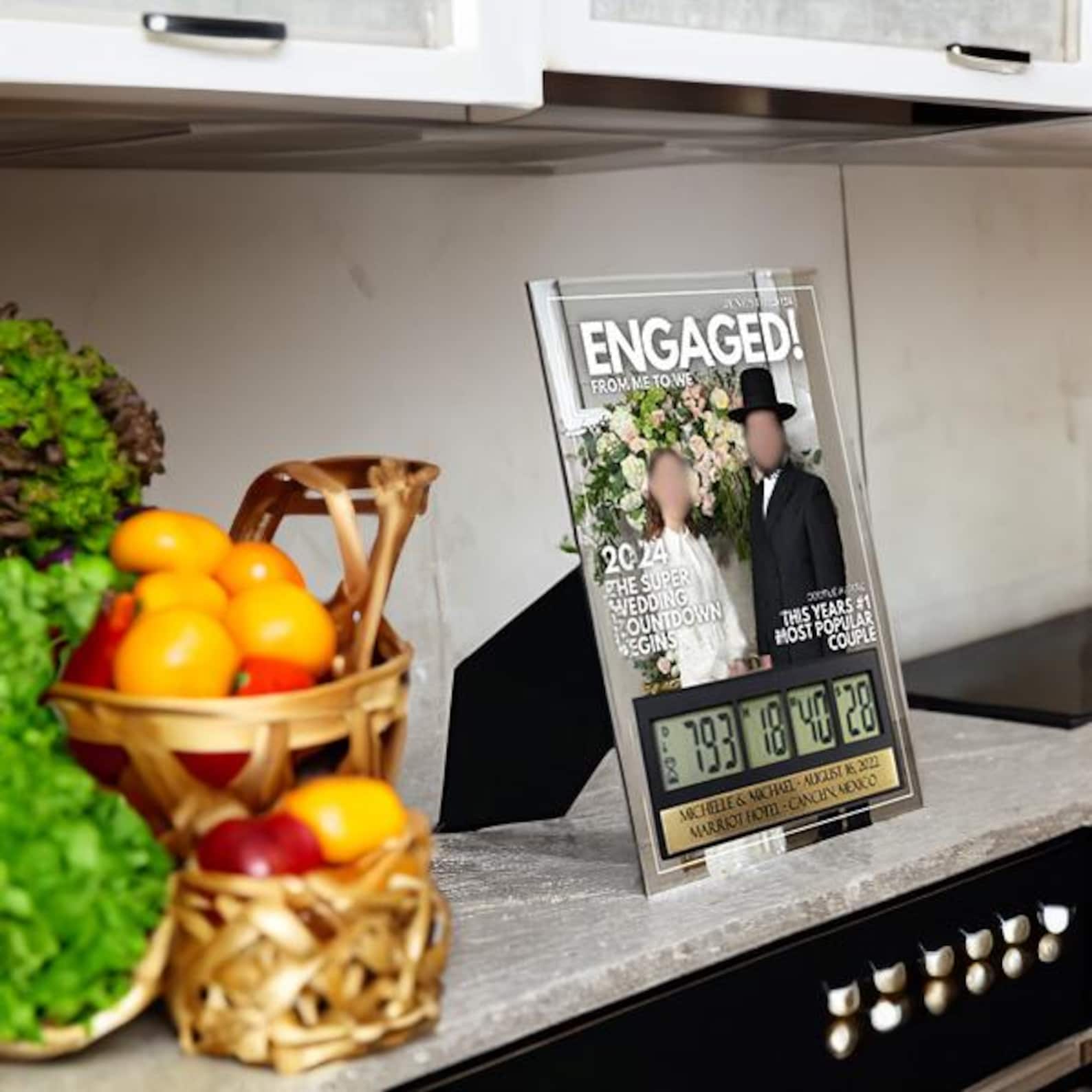 Wedding Countdown Clock - Engagement Gift - Tabletop Groom Bride ...