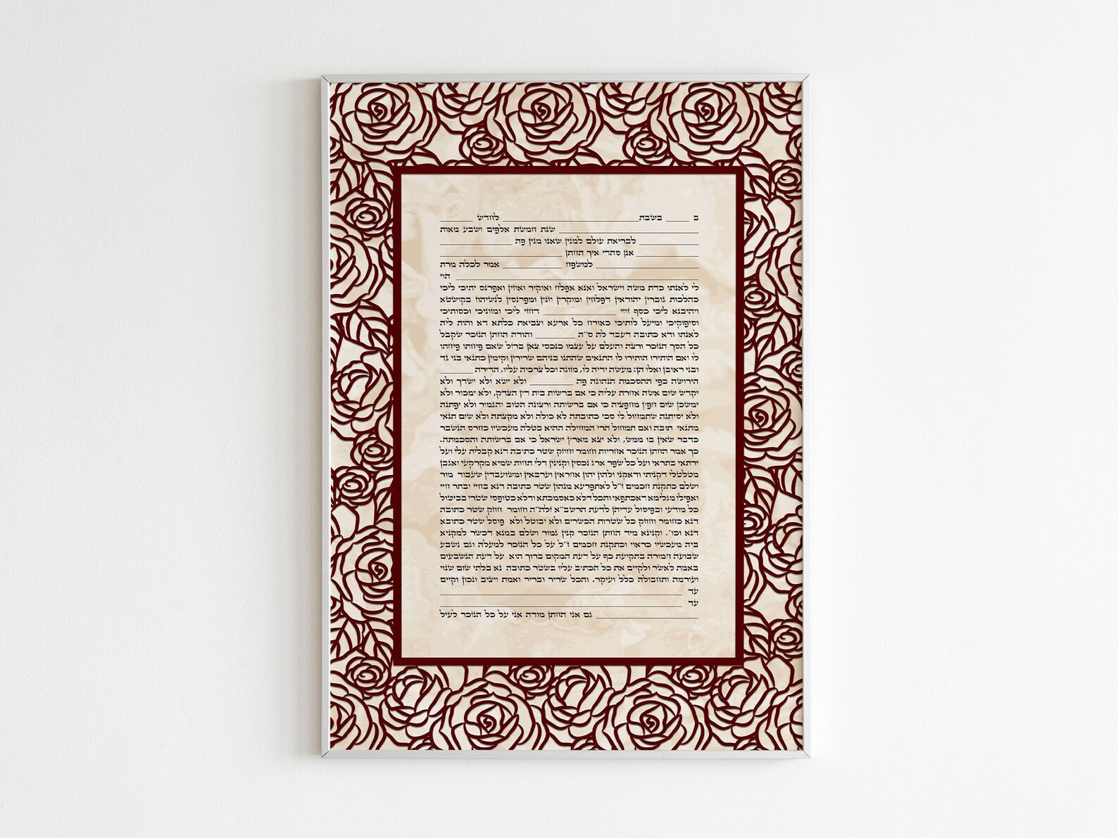 Custom Ketubah Rose Cutout Frame Design Ketubah Jewish - Etsy