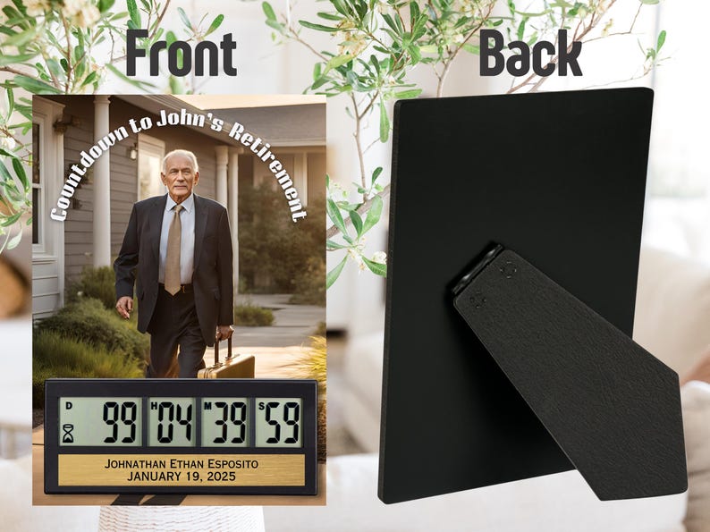 Retirement Countdown Clock - Custom Image - Tabletop Retirement Gift ...