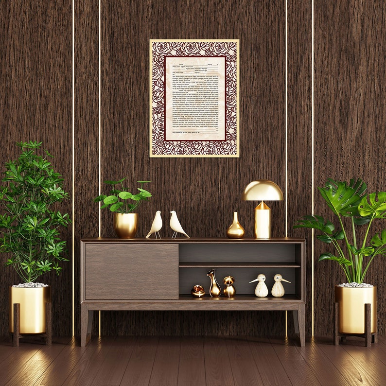 Custom Ketubah Rose Cutout Frame Design Ketubah Jewish - Etsy